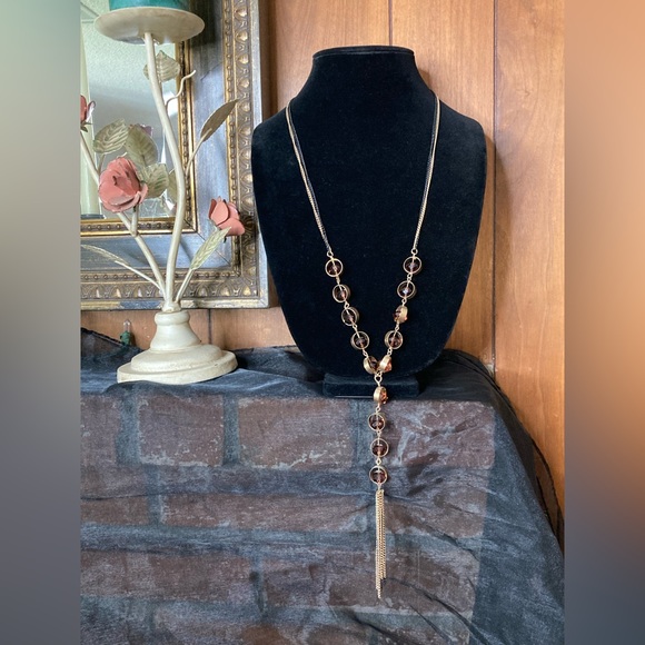 Vintage | Jewelry | Vintage Black And Gold Tone Chain Necklace With ...